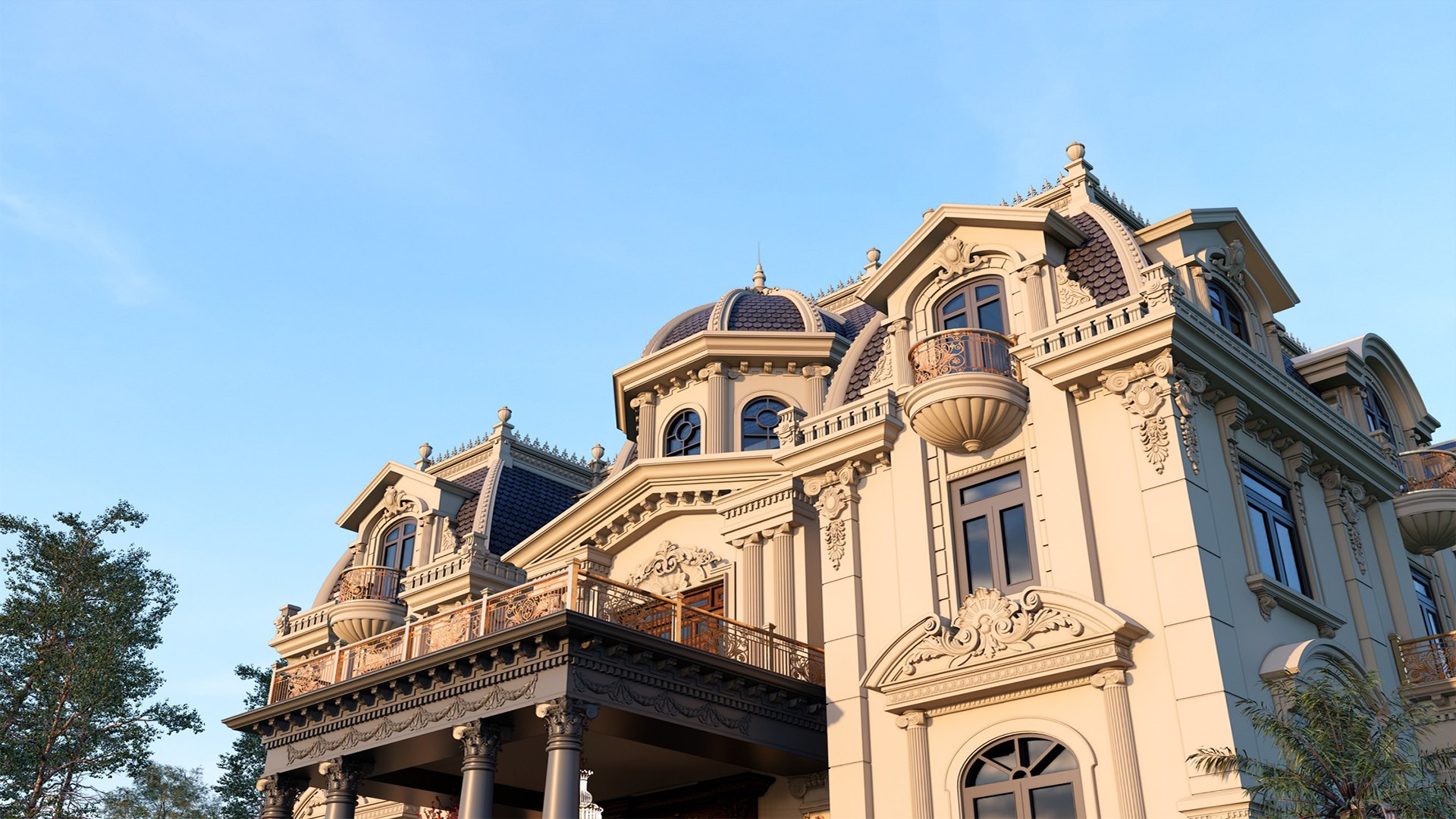 3D Majestic French Colonial Mansion-Sneechvn-MAX FBX OBJ Simlab DAE ...