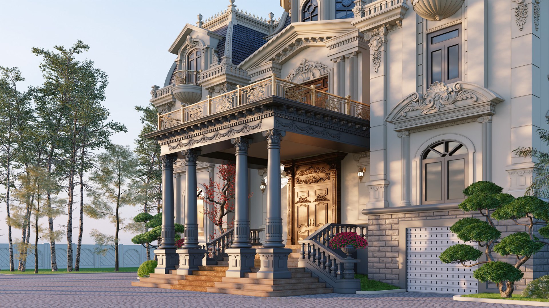 3D Majestic French Colonial Mansion-Sneechvn-MAX FBX OBJ Simlab DAE ...