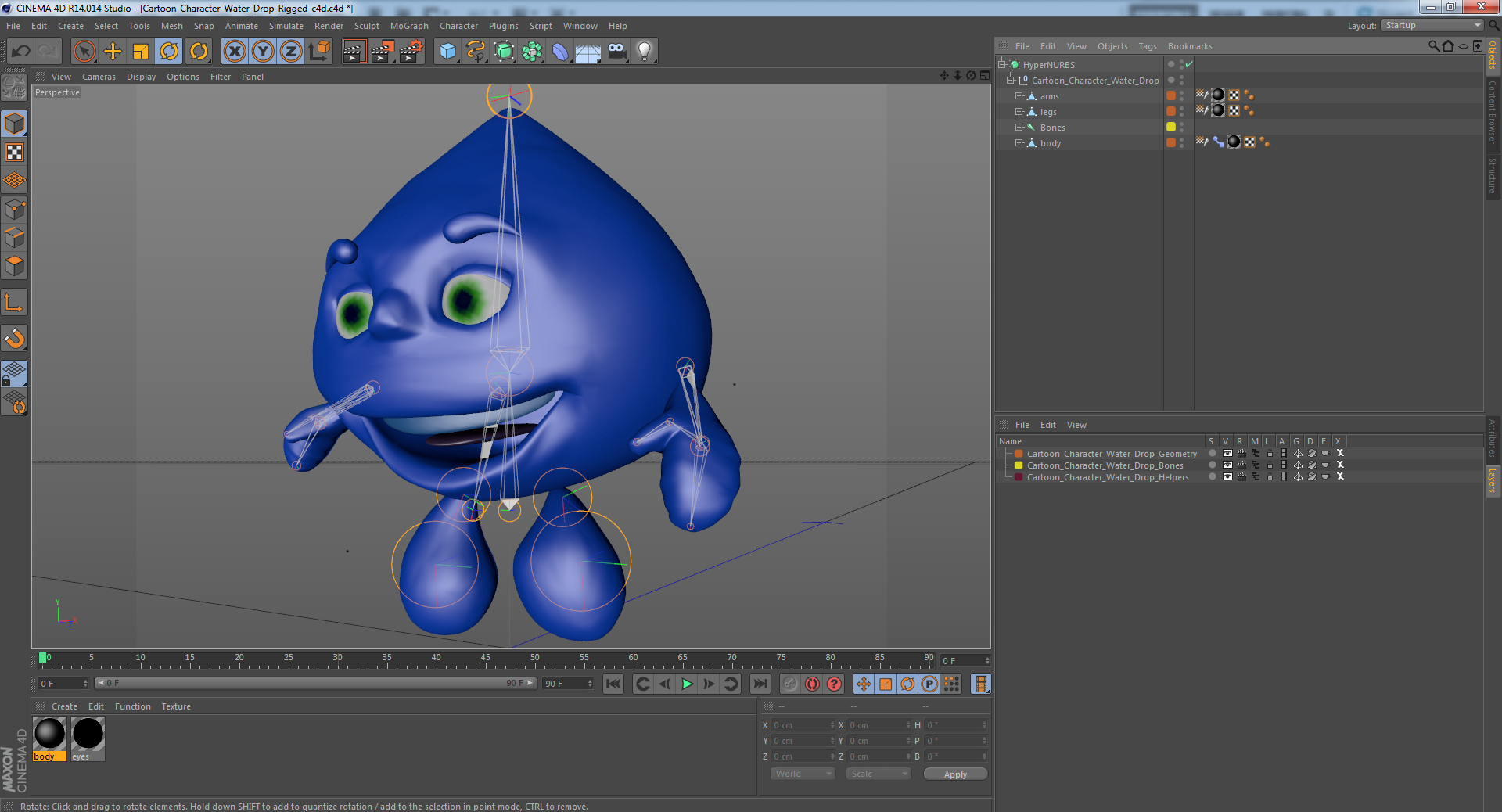 modelo 3d Personaje de dibujos animados Water Drop Rigged para Cinema ...