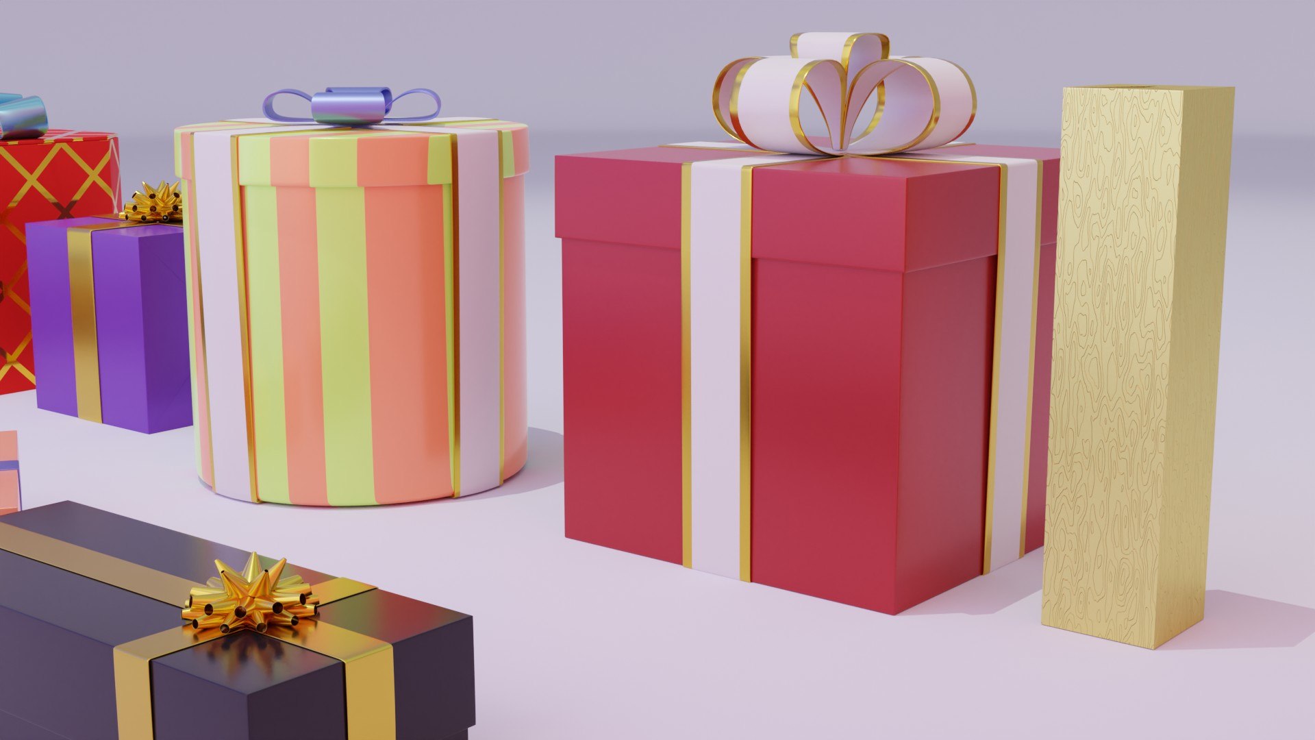 3D Christmas Gift Boxes And Bows 3D Model - TurboSquid 2002718