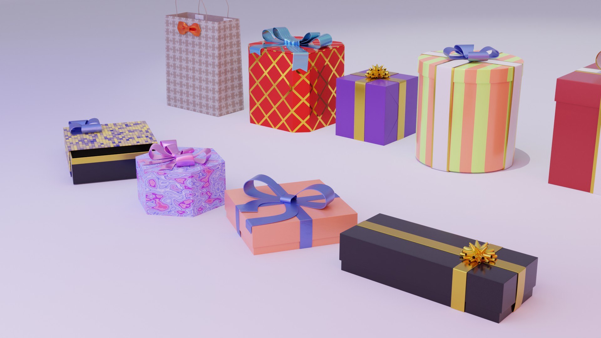 3D Christmas Gift Boxes And Bows 3D Model - TurboSquid 2002718