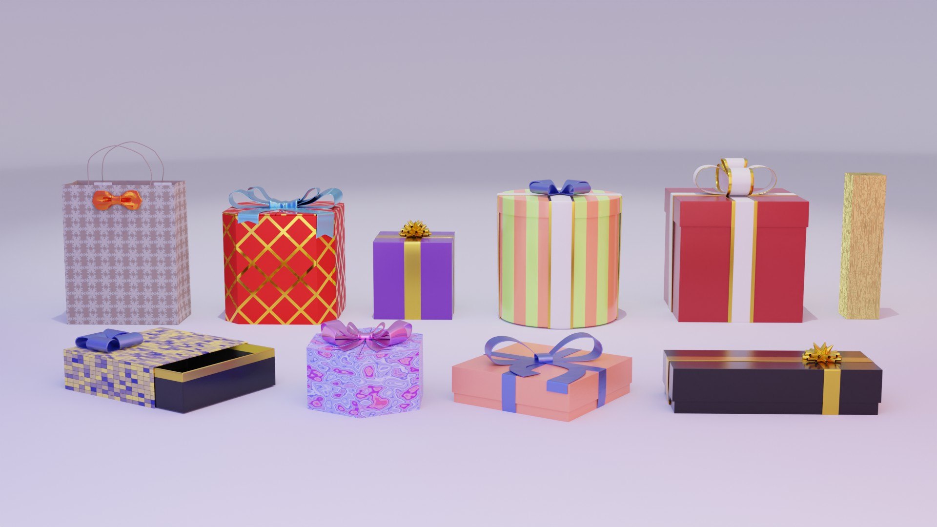 3D Christmas Gift Boxes And Bows 3D Model - TurboSquid 2002718