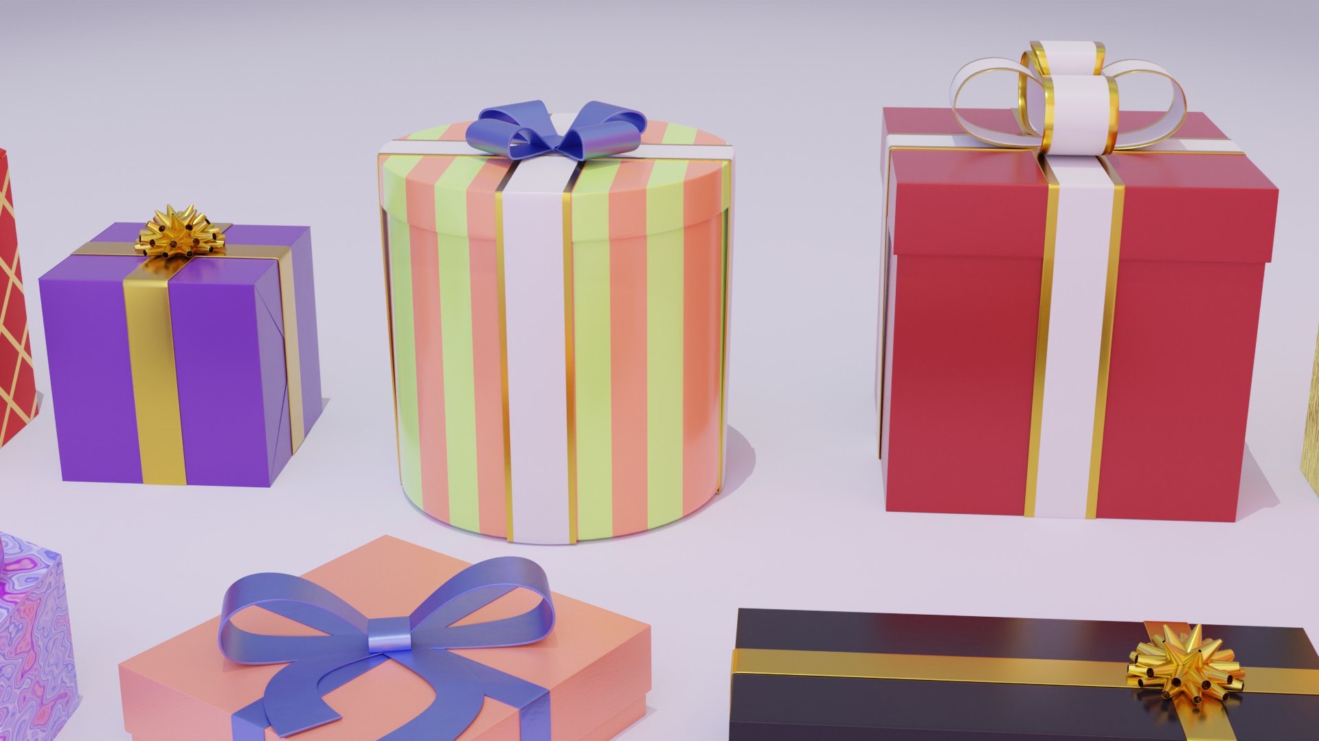 3D Christmas Gift Boxes And Bows 3D Model - TurboSquid 2002718