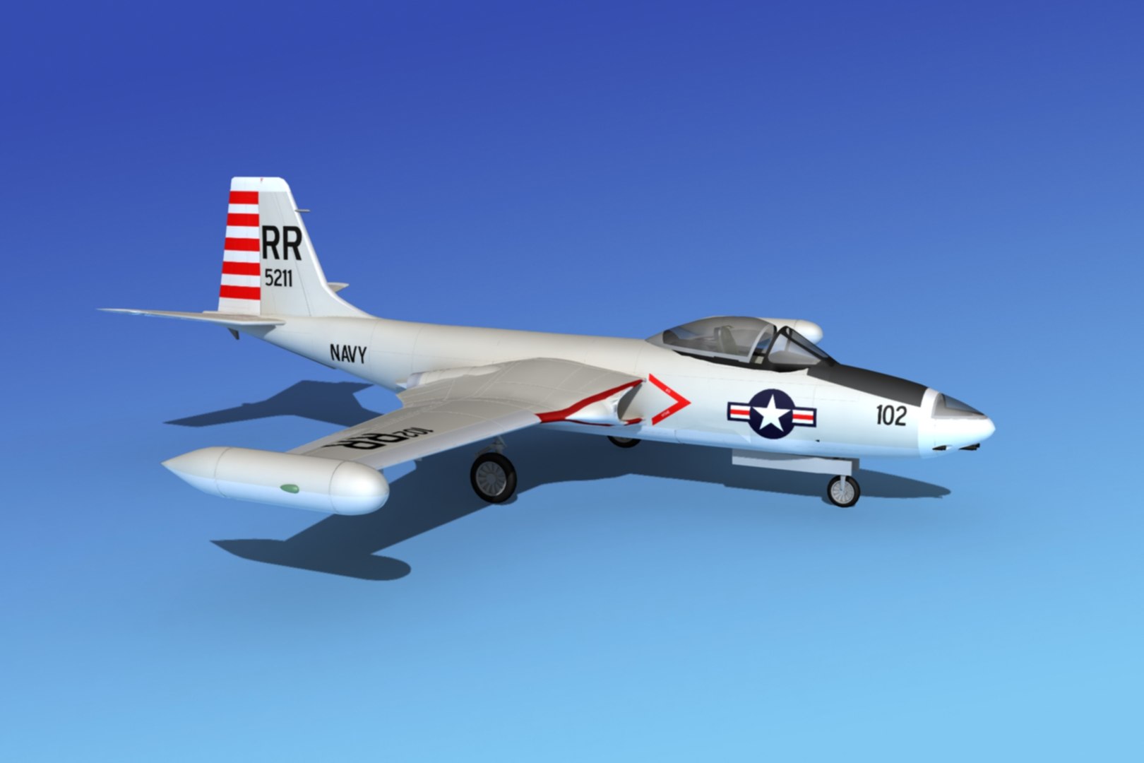 3d model of cockpit f2h banshee jet fighter