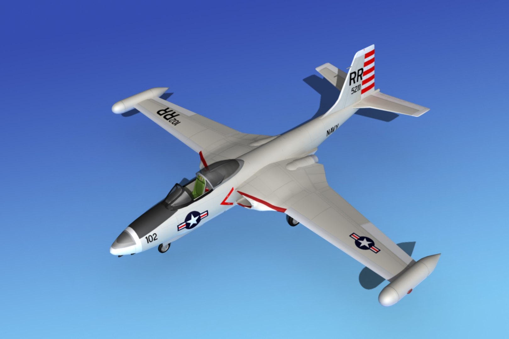 3d model of cockpit f2h banshee jet fighter