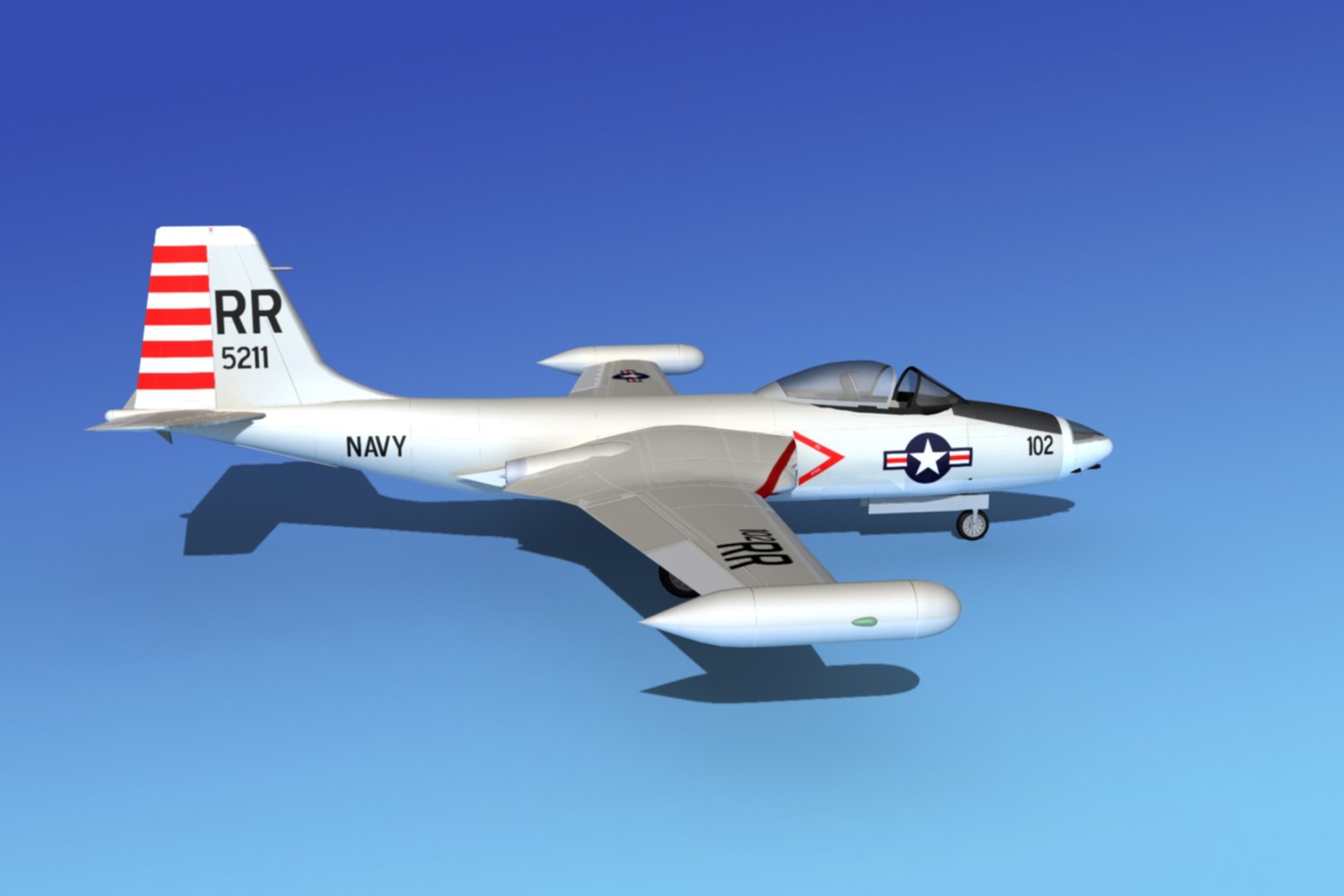 3d model of cockpit f2h banshee jet fighter