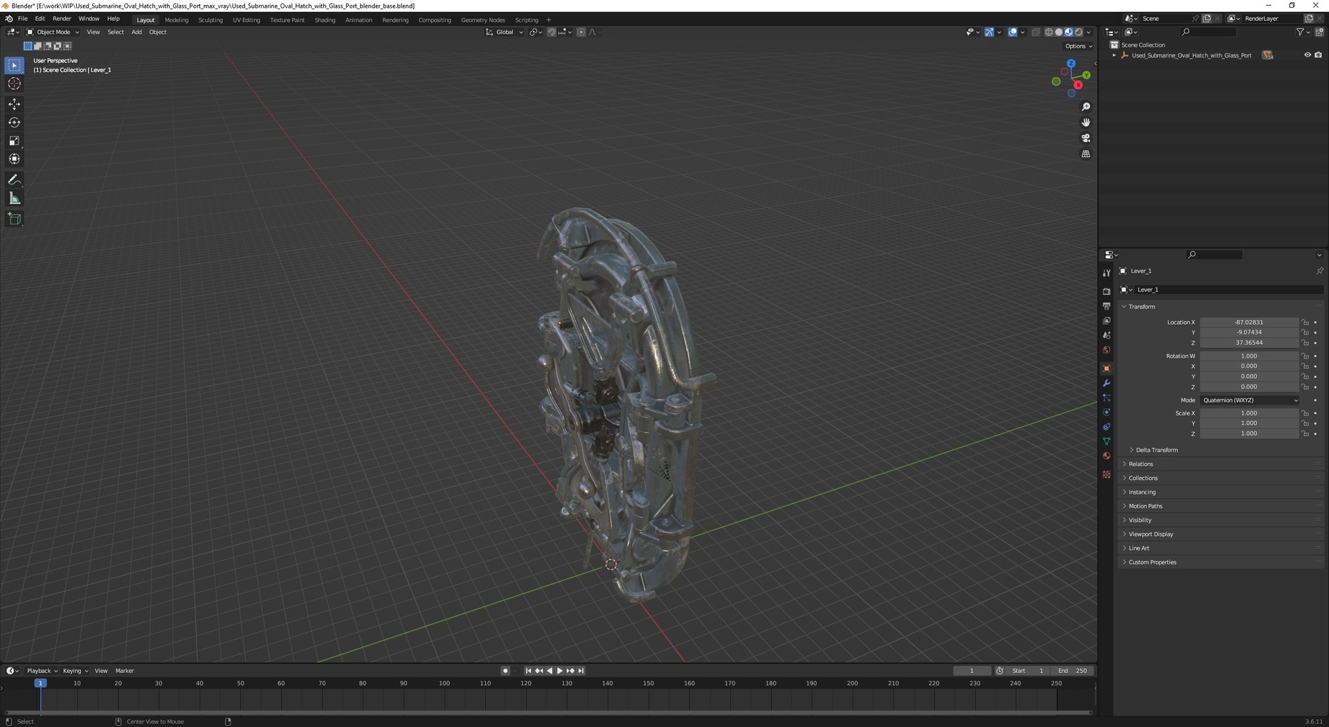 Used Submarine Oval Hatch With Glass Port 3D Model - TurboSquid 2395940