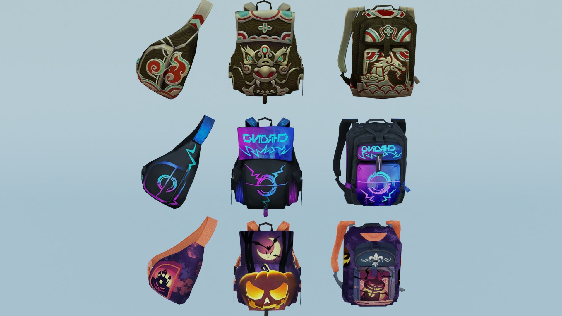 Bag 9x Candy Bag Cyber Bounty Backpack Dragon Lair Backpack 3D Model ...