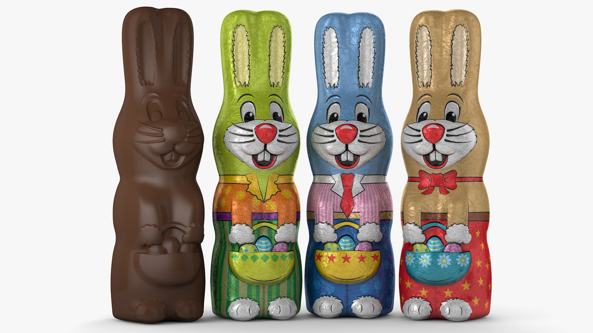 3D Chocolate Foil Easter Bunnies Model - TurboSquid 2001863