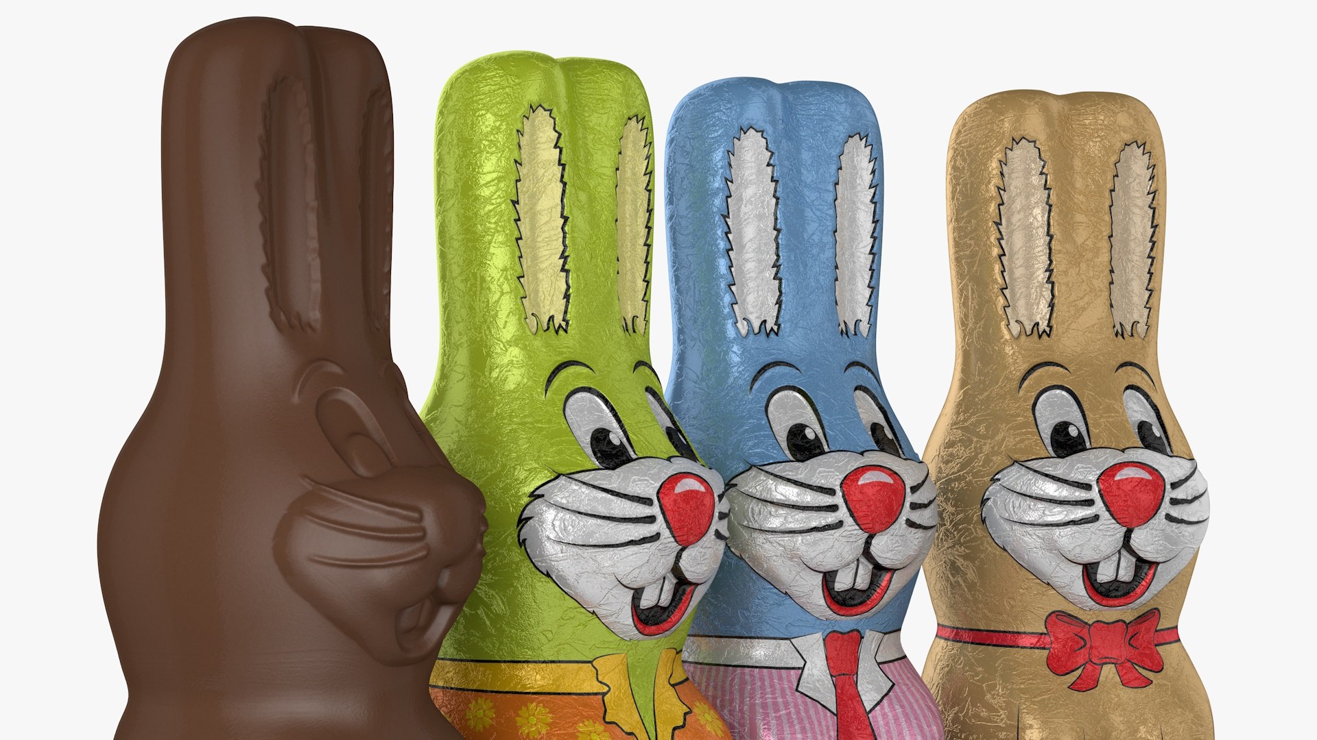 3D Chocolate Foil Easter Bunnies Model - TurboSquid 2001863