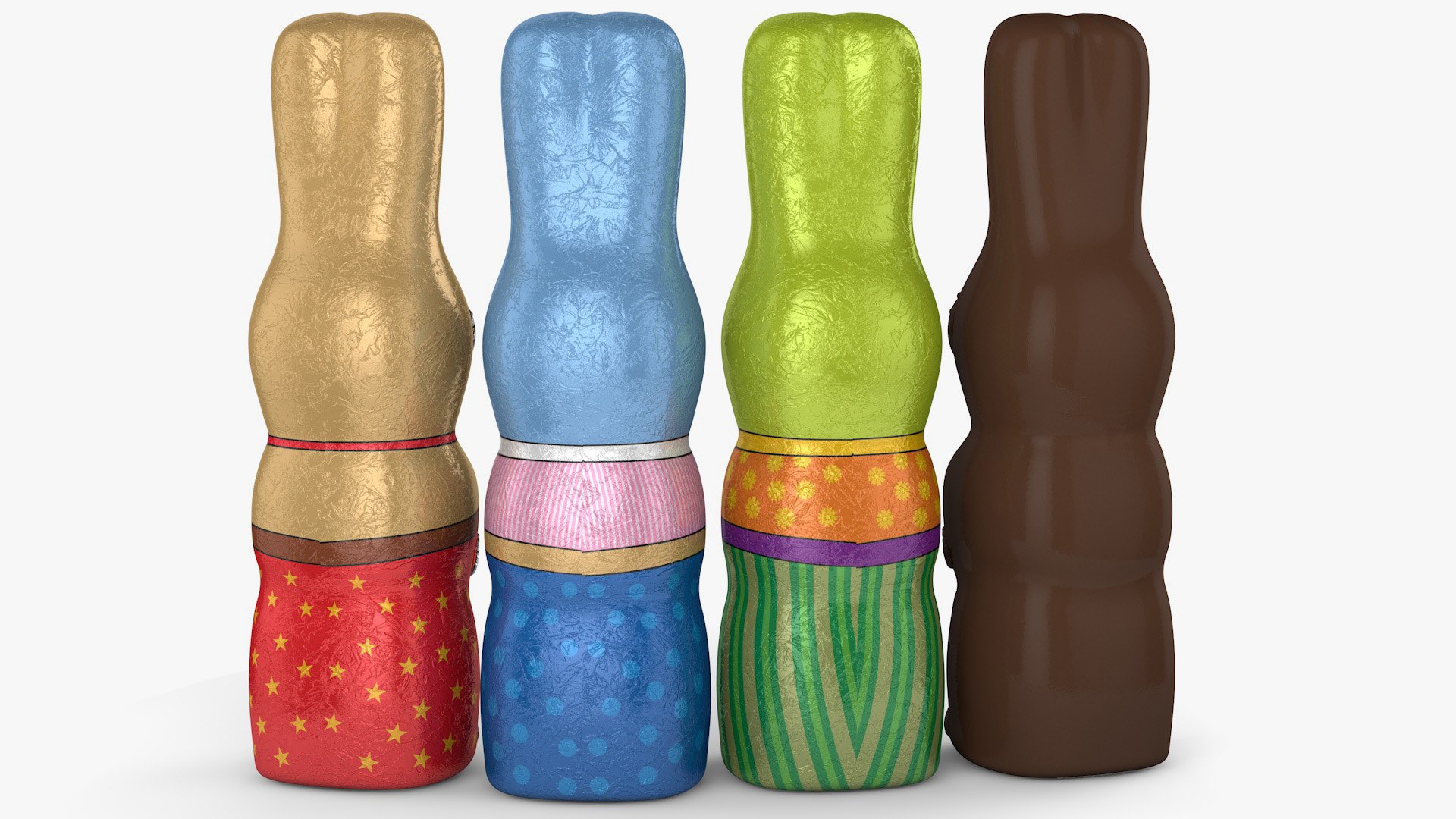 3D Chocolate Foil Easter Bunnies Model - TurboSquid 2001863