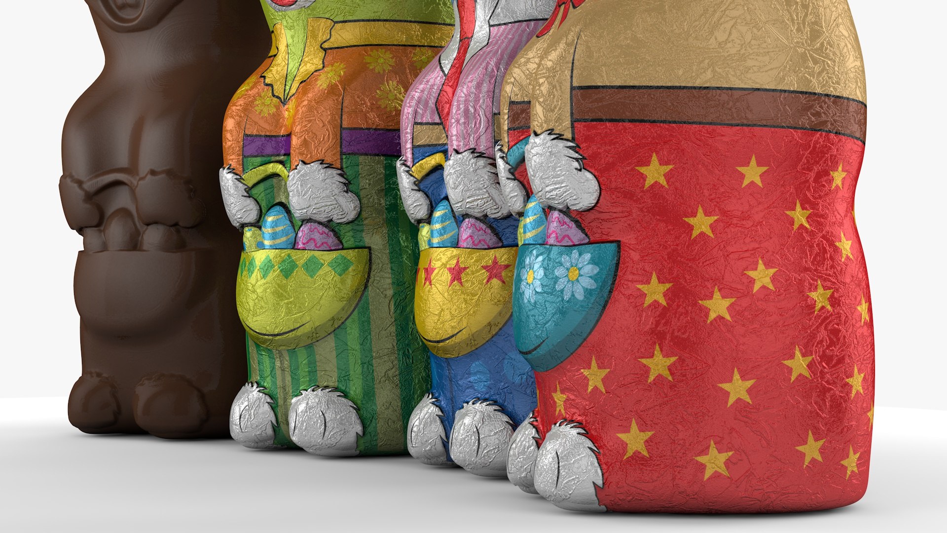 3D Chocolate Foil Easter Bunnies Model - TurboSquid 2001863