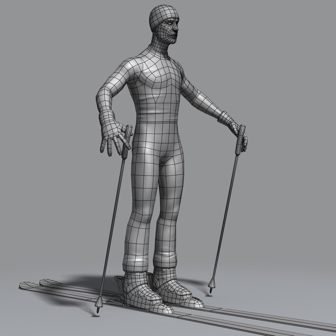 Skier Skis 3d Max