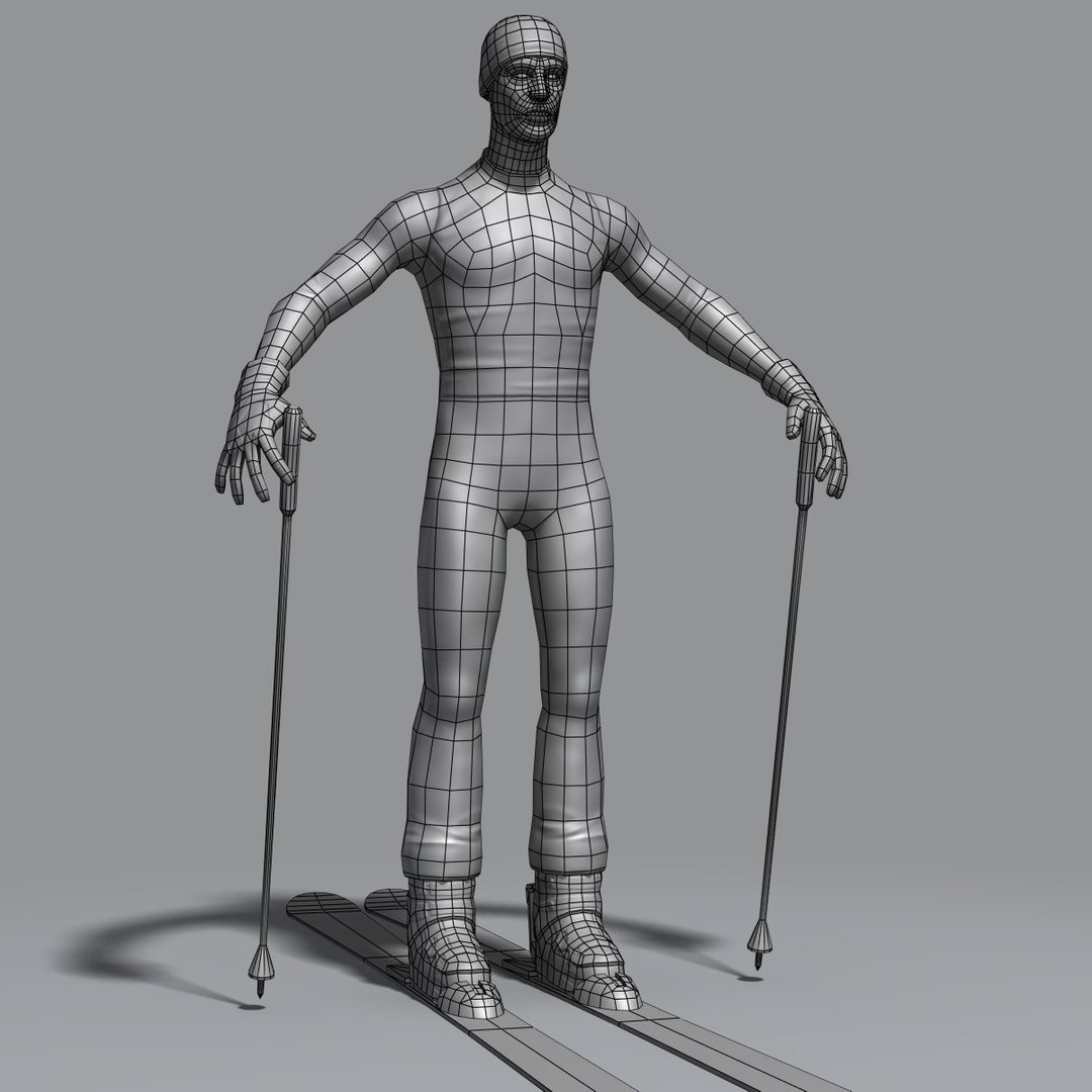 Skier Skis 3d Max