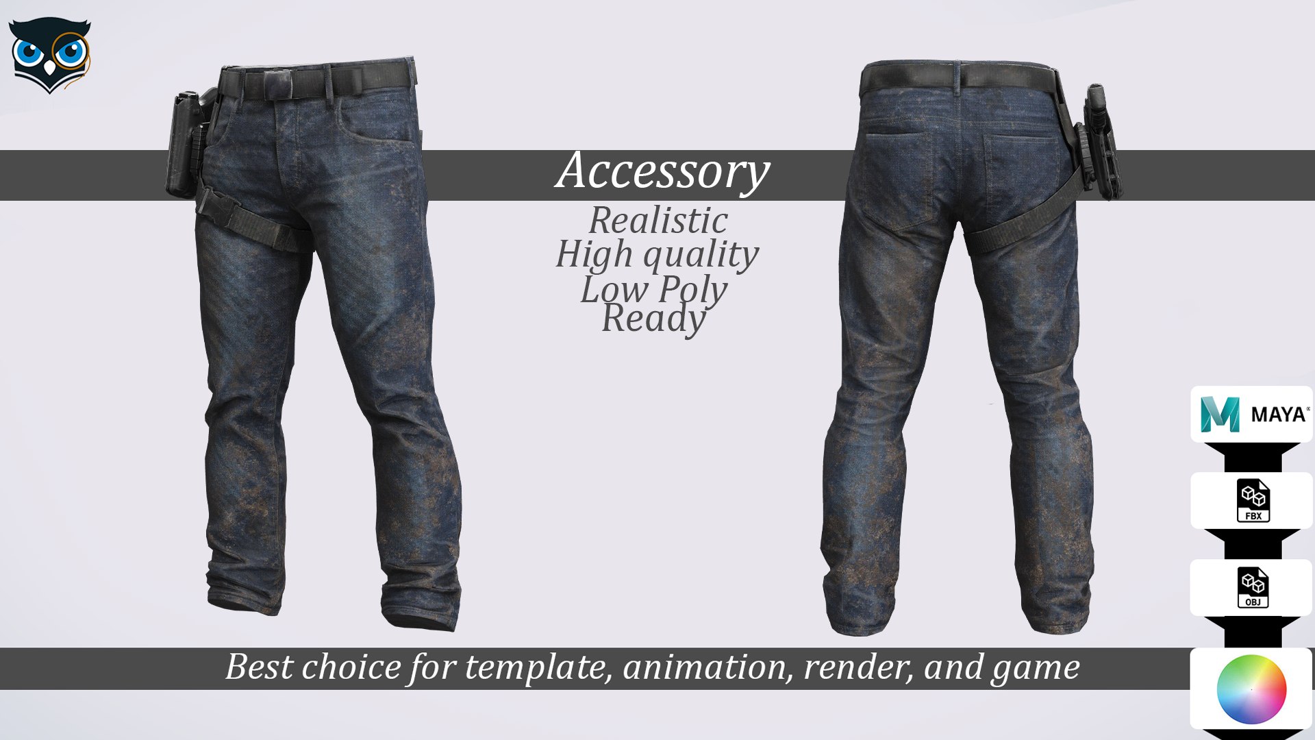 3D Survival Denim Pants With Realistic Wear - TurboSquid 2426544