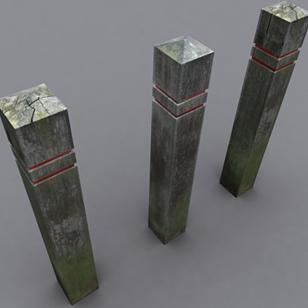 Wooden Post Weathered 3d Model
