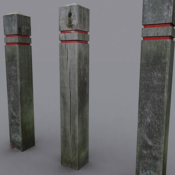 wooden post weathered 3d model