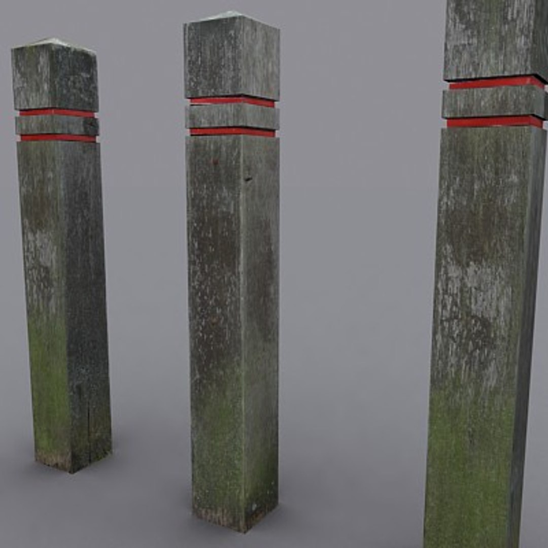 Wooden Post Weathered 3d Model