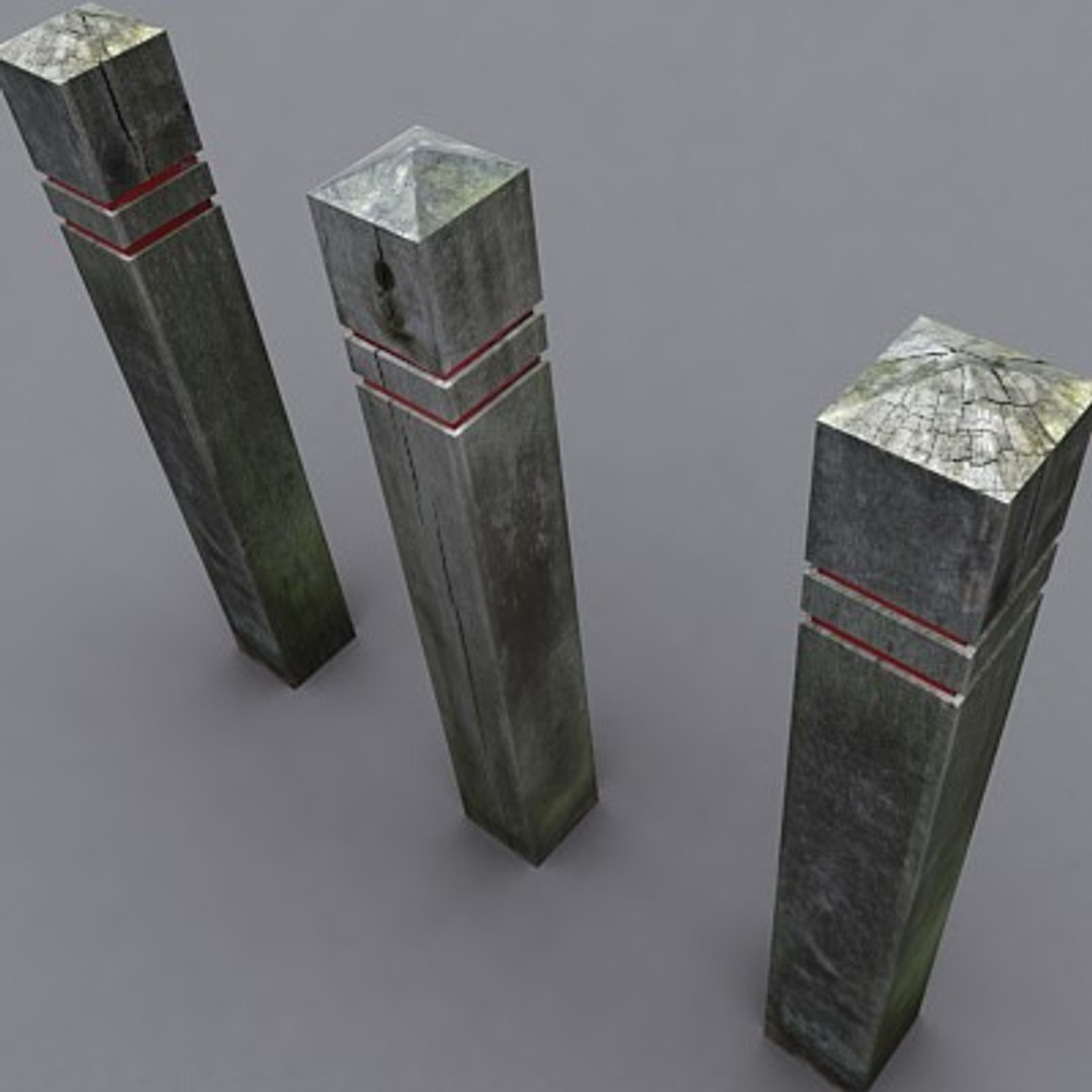 Wooden Post Weathered 3d Model