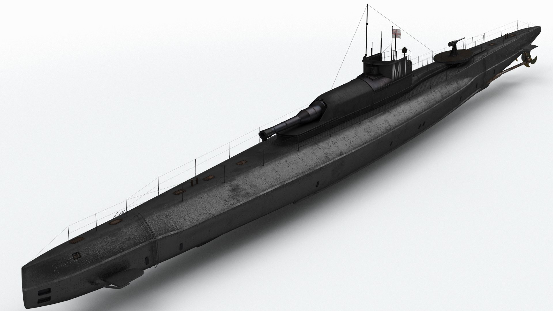 HMS M1 M-Class Submarine Dynamic Simulation 3D Model - TurboSquid 2005834