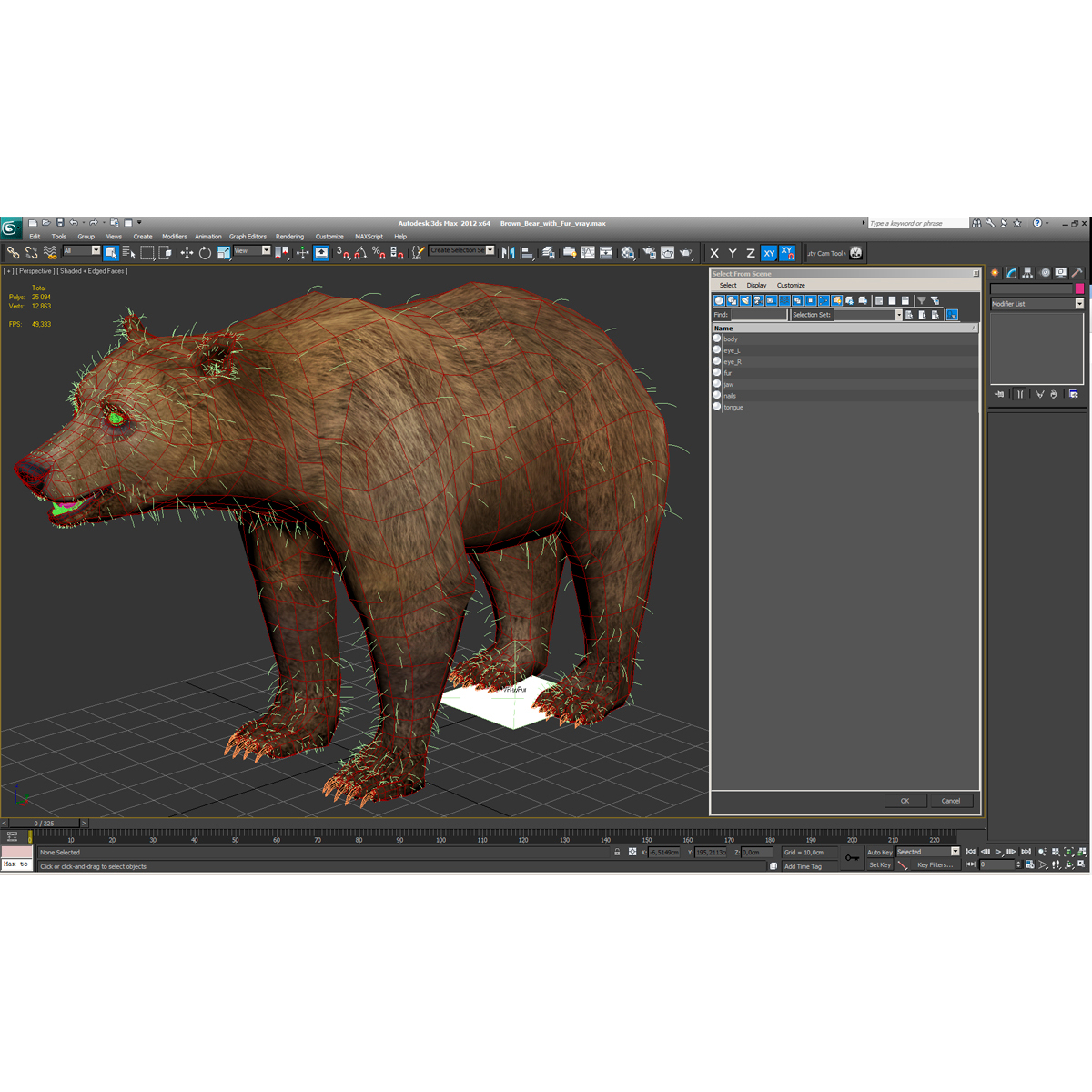 3d model brown bear fur