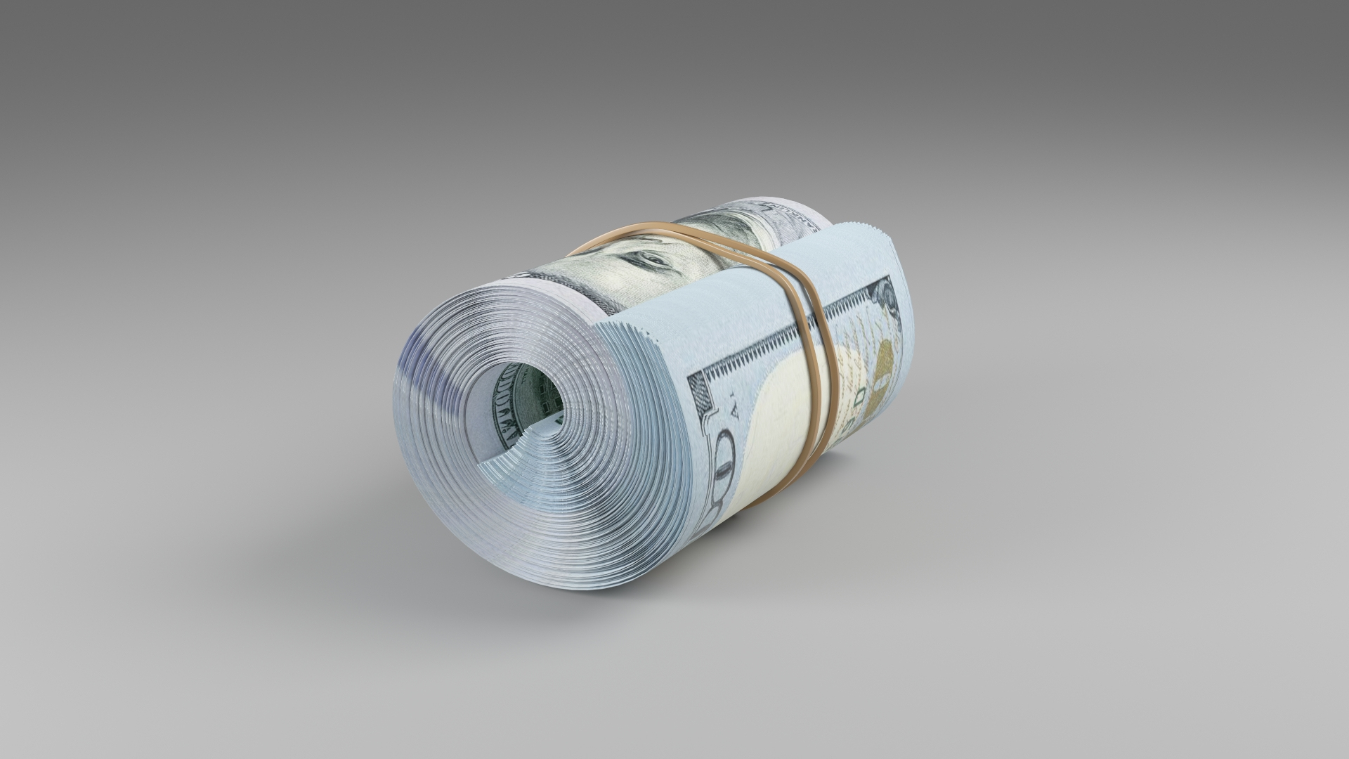 100 dollars roll 3D model - TurboSquid 1547227
