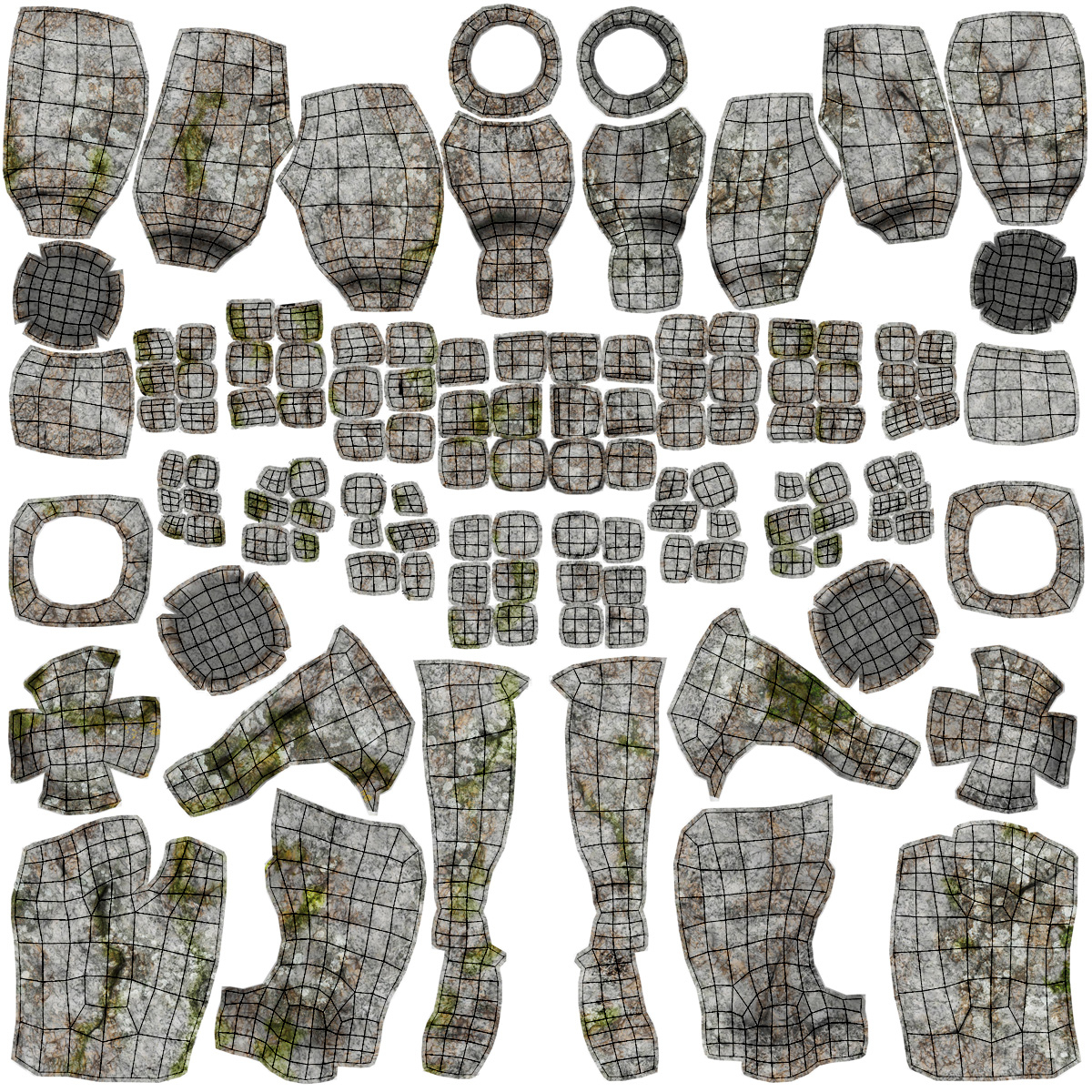 3d golem character rocks model