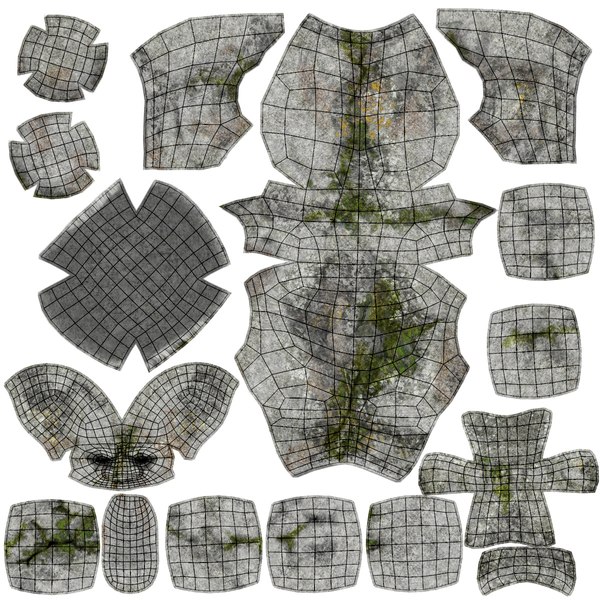 3d golem character rocks model