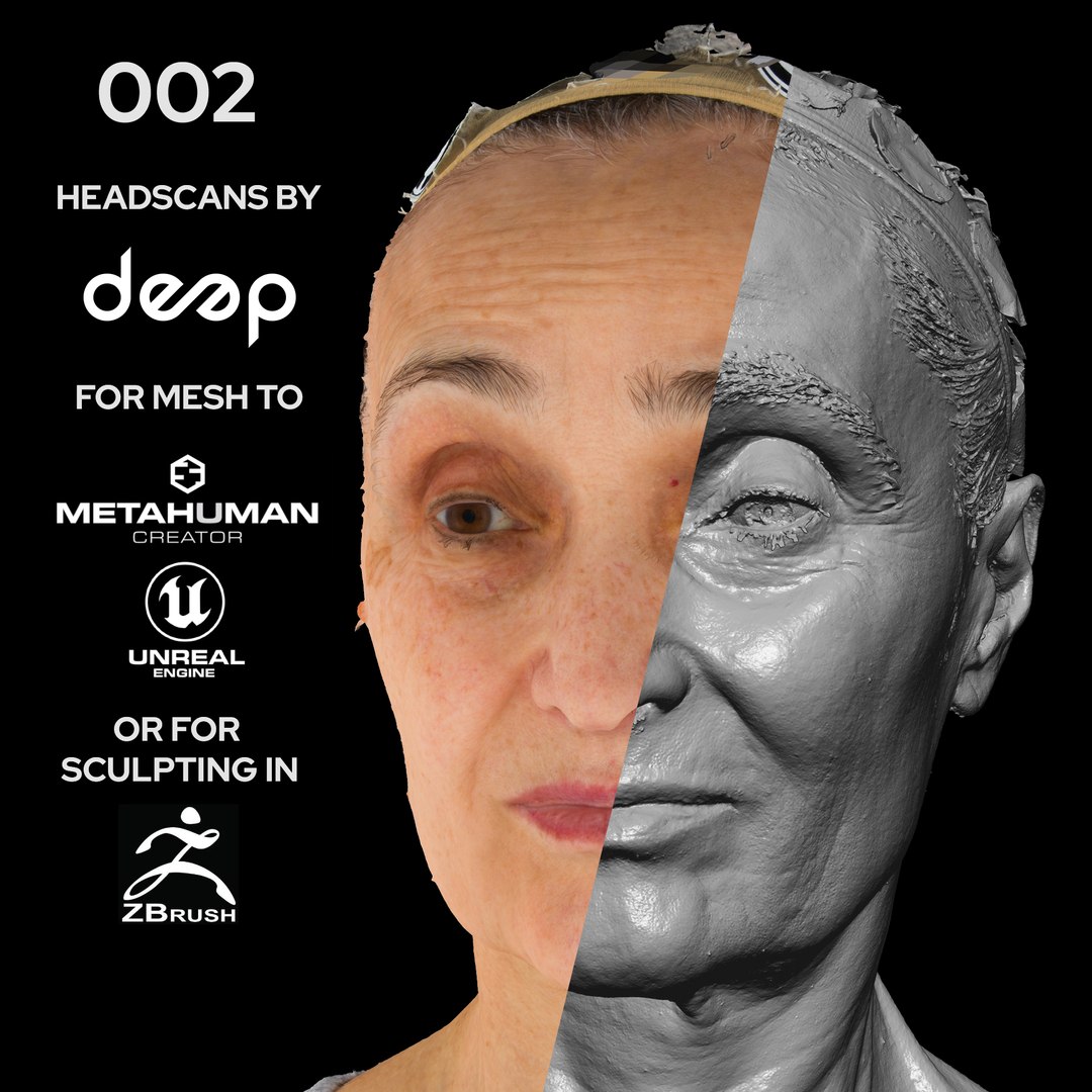 modelo 3d European Female 60s head scan 002 - TurboSquid 2045507