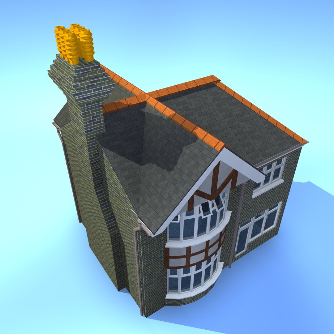 3d Model 2 British Detached Houses