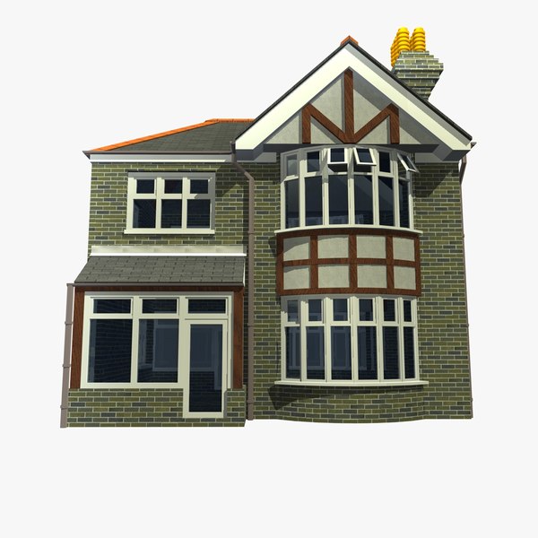 3d model 2 british detached houses
