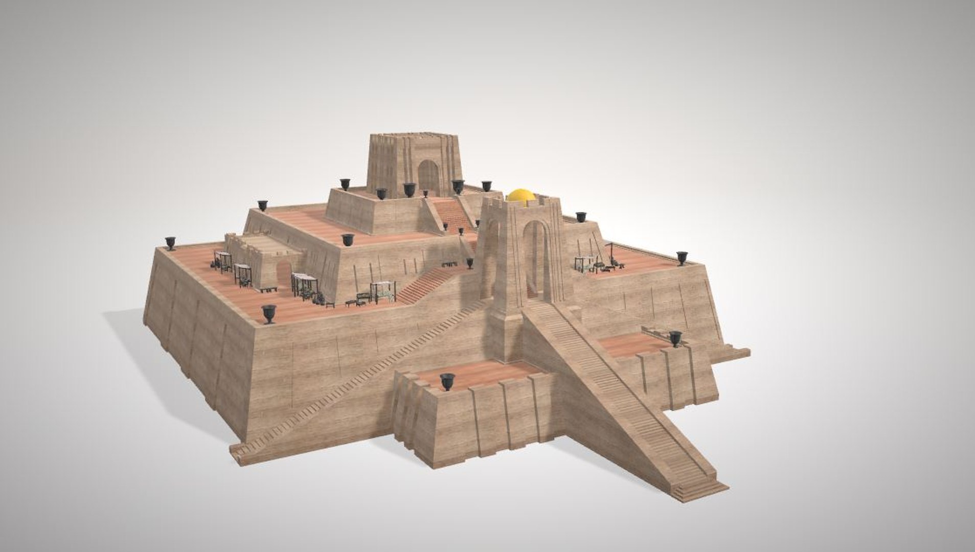 3D Sumerian Ziggurat Ur Model - TurboSquid 1305486