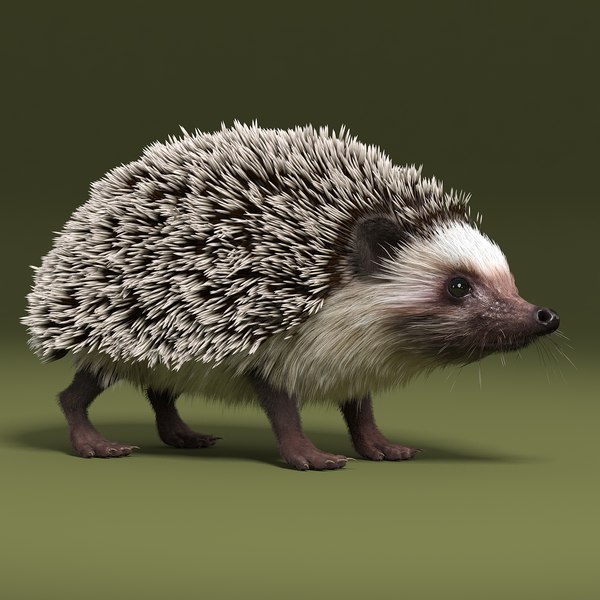 3d hedgehog fur rigged
