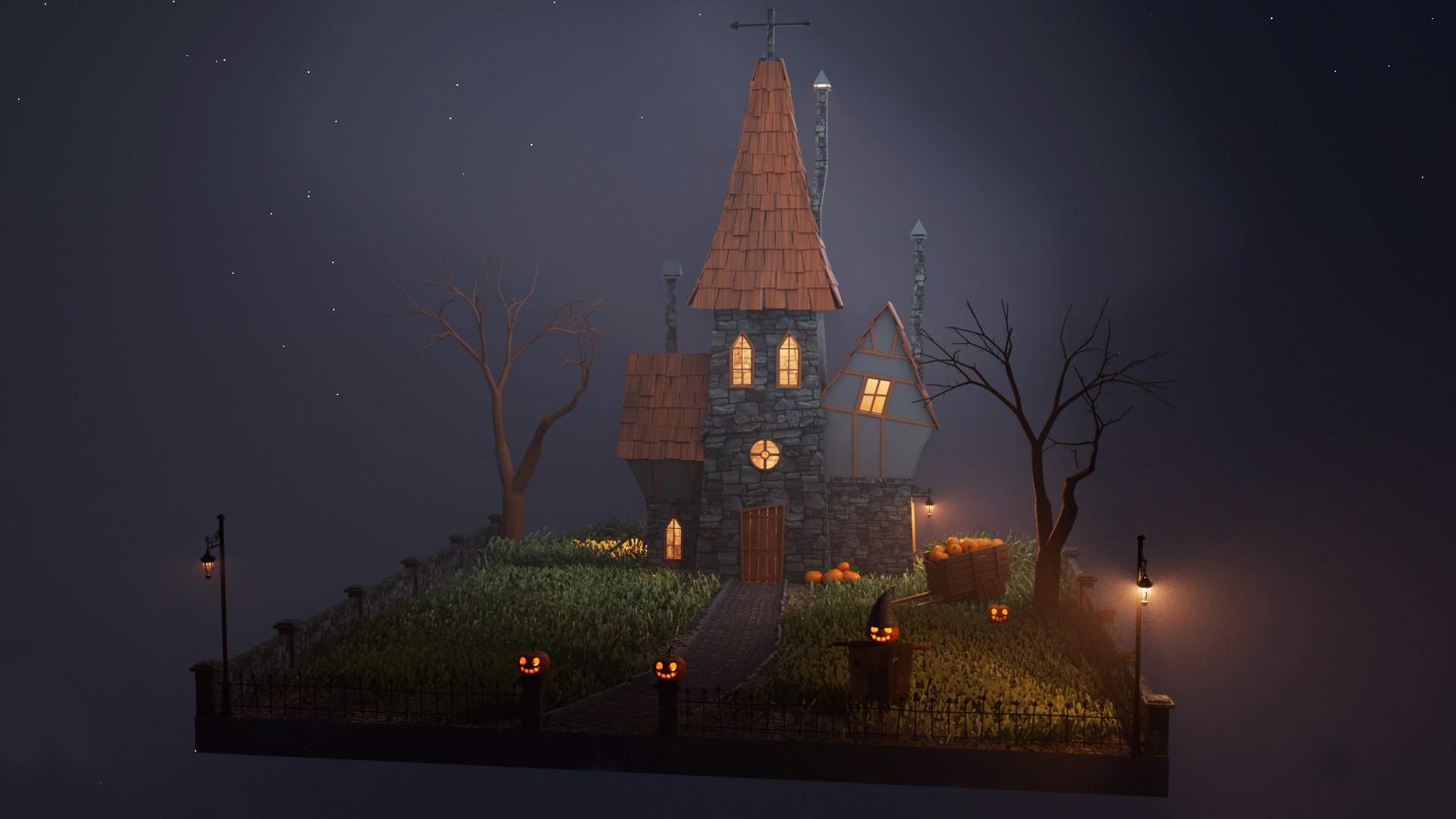 3D Halloween Haunted House - TurboSquid 1910372