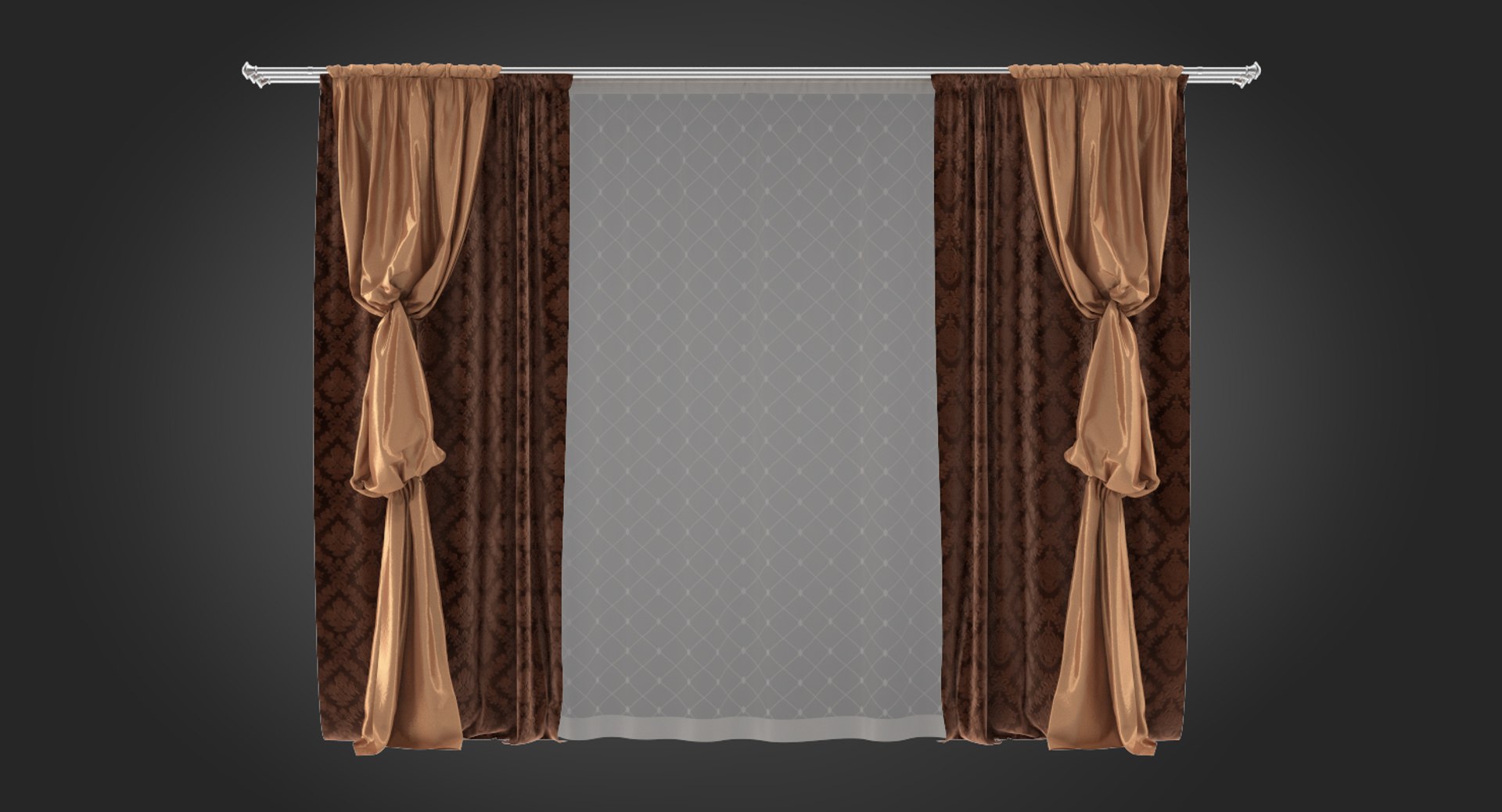 3d curtain bishop sleeve drapery model
