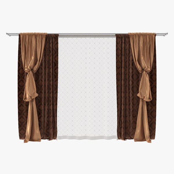 3d curtain bishop sleeve drapery model