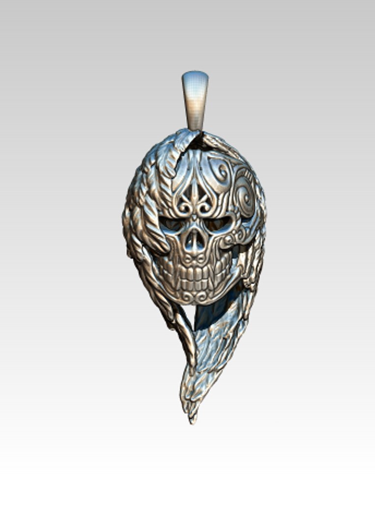 Skrzydło Czaszka Rzeźbiony wzór Flora wisiorek Model 3D - TurboSquid ...