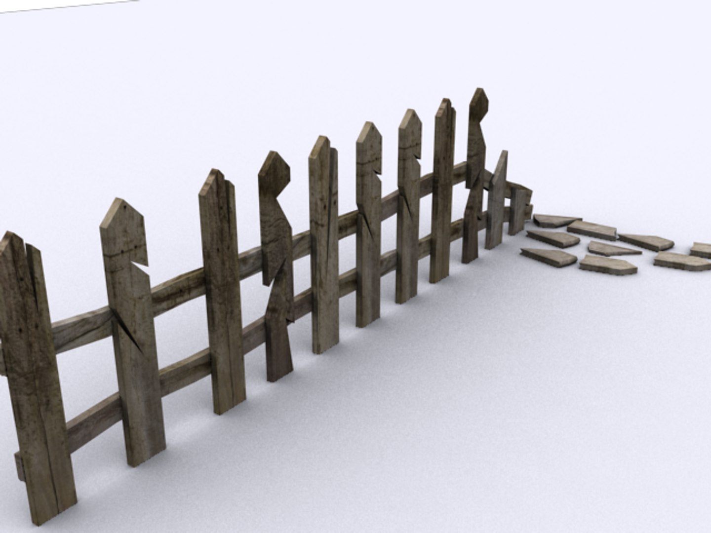 3d Model Destroyed Fences