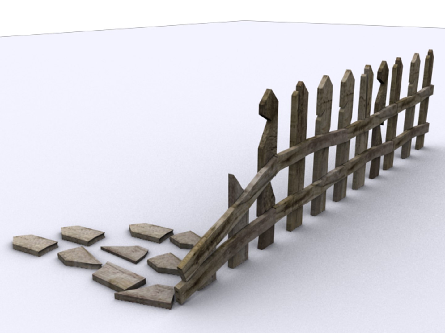 3d Model Destroyed Fences