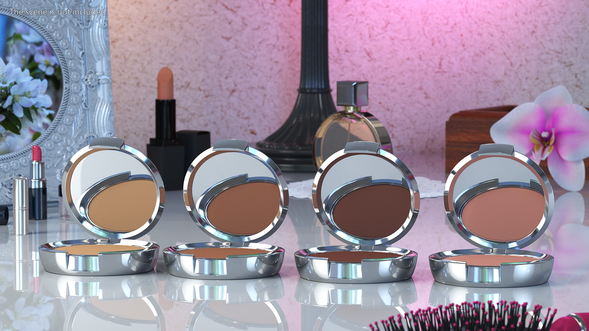 Compact Face Powder Cosmetics Set Model - TurboSquid 2206393