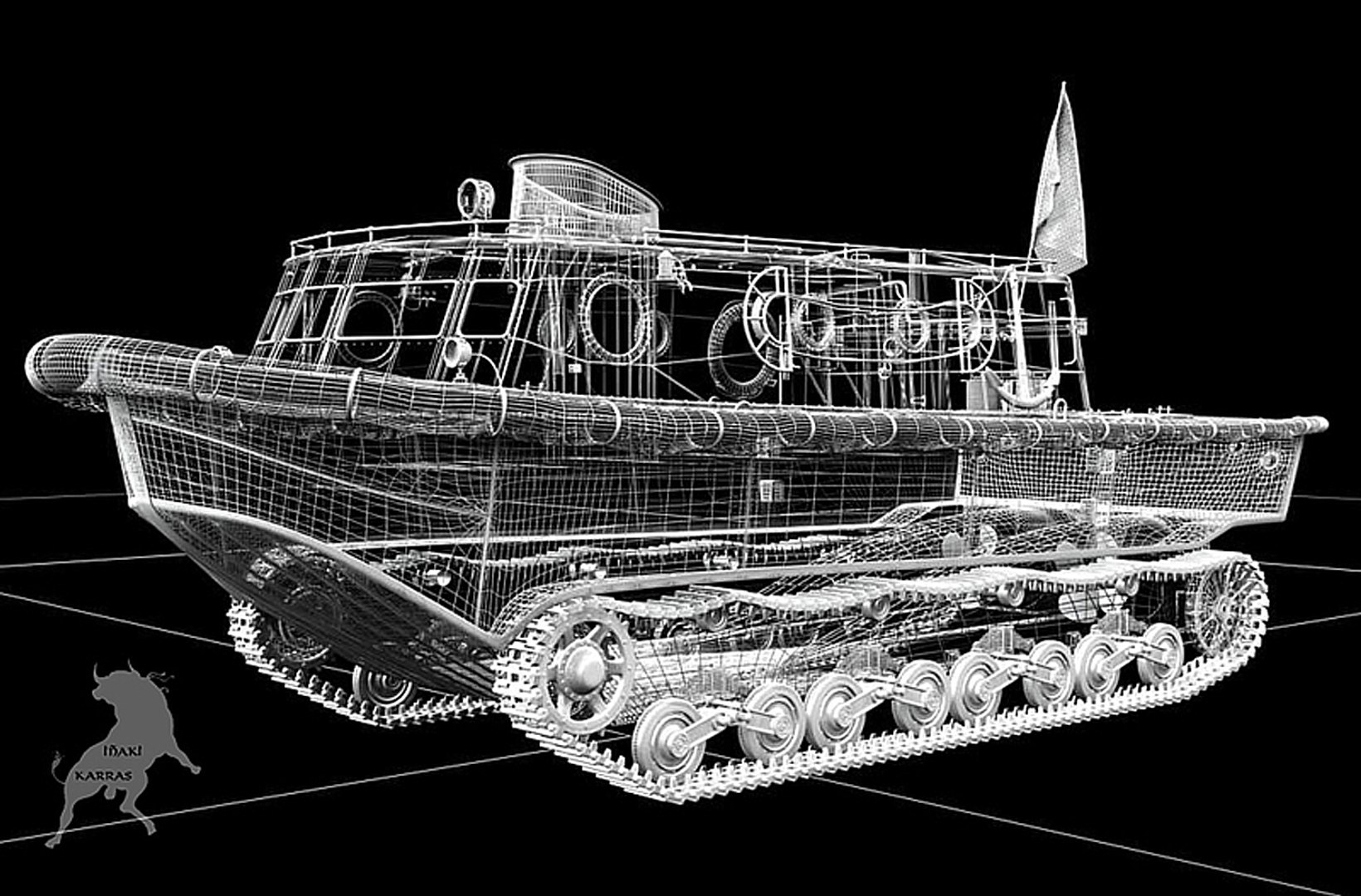 3ds Max Amphibious Tank
