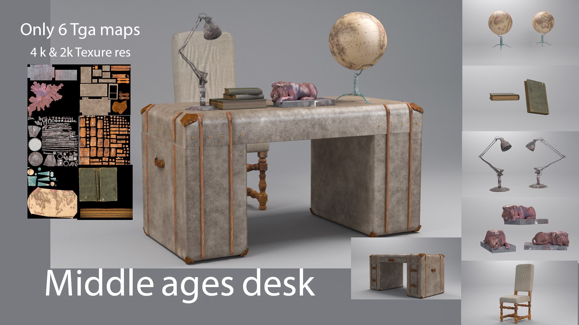 Middle Age Desk Model - TurboSquid 1269642