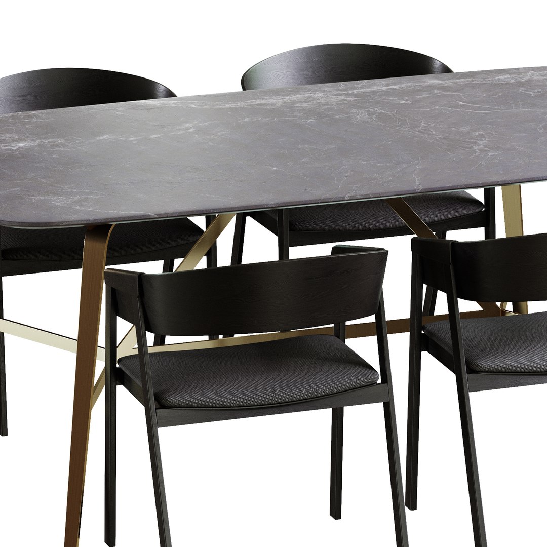 3D Dining Table Dark Chair Dellin STD - TurboSquid 2129777