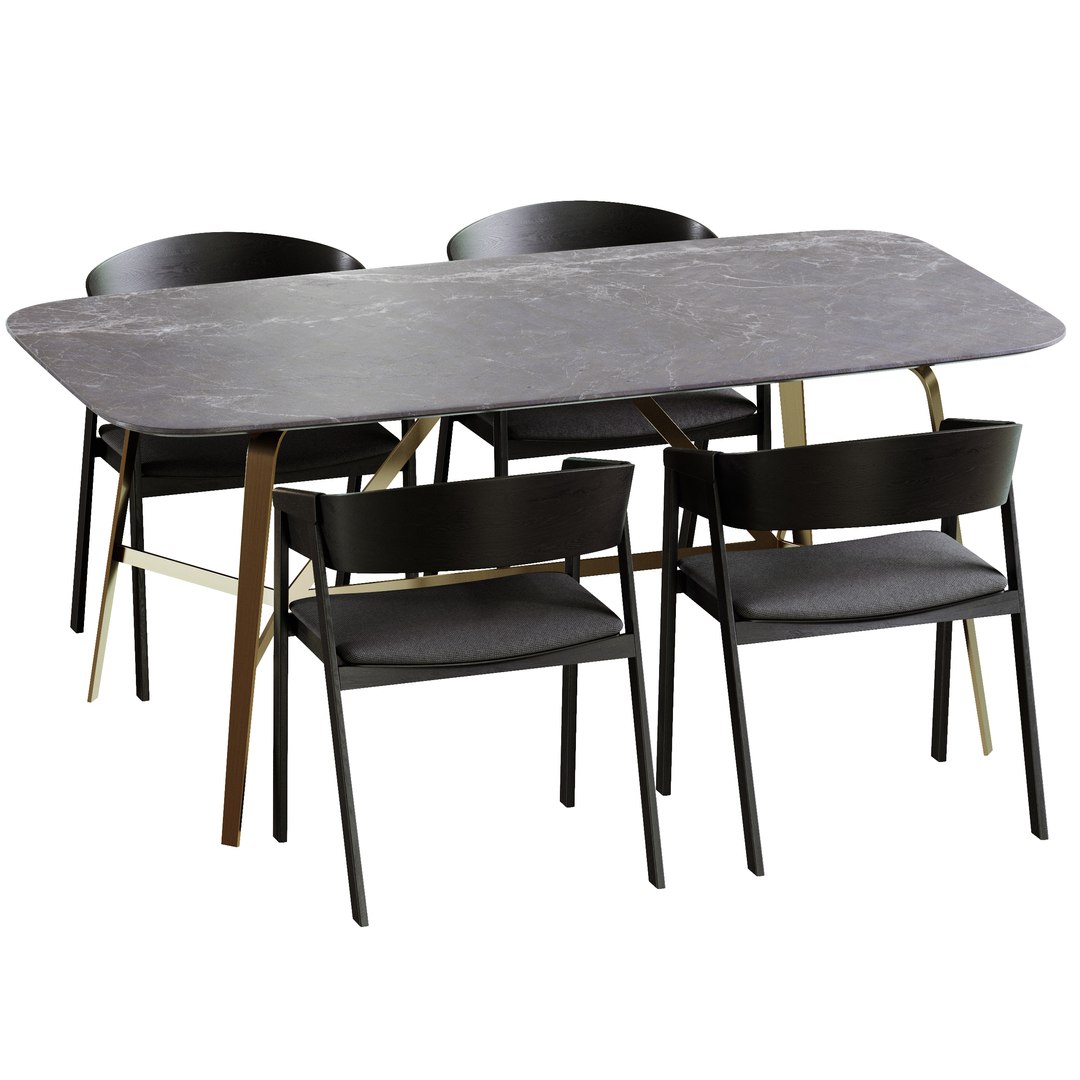 3D Dining Table Dark Chair Dellin STD - TurboSquid 2129777