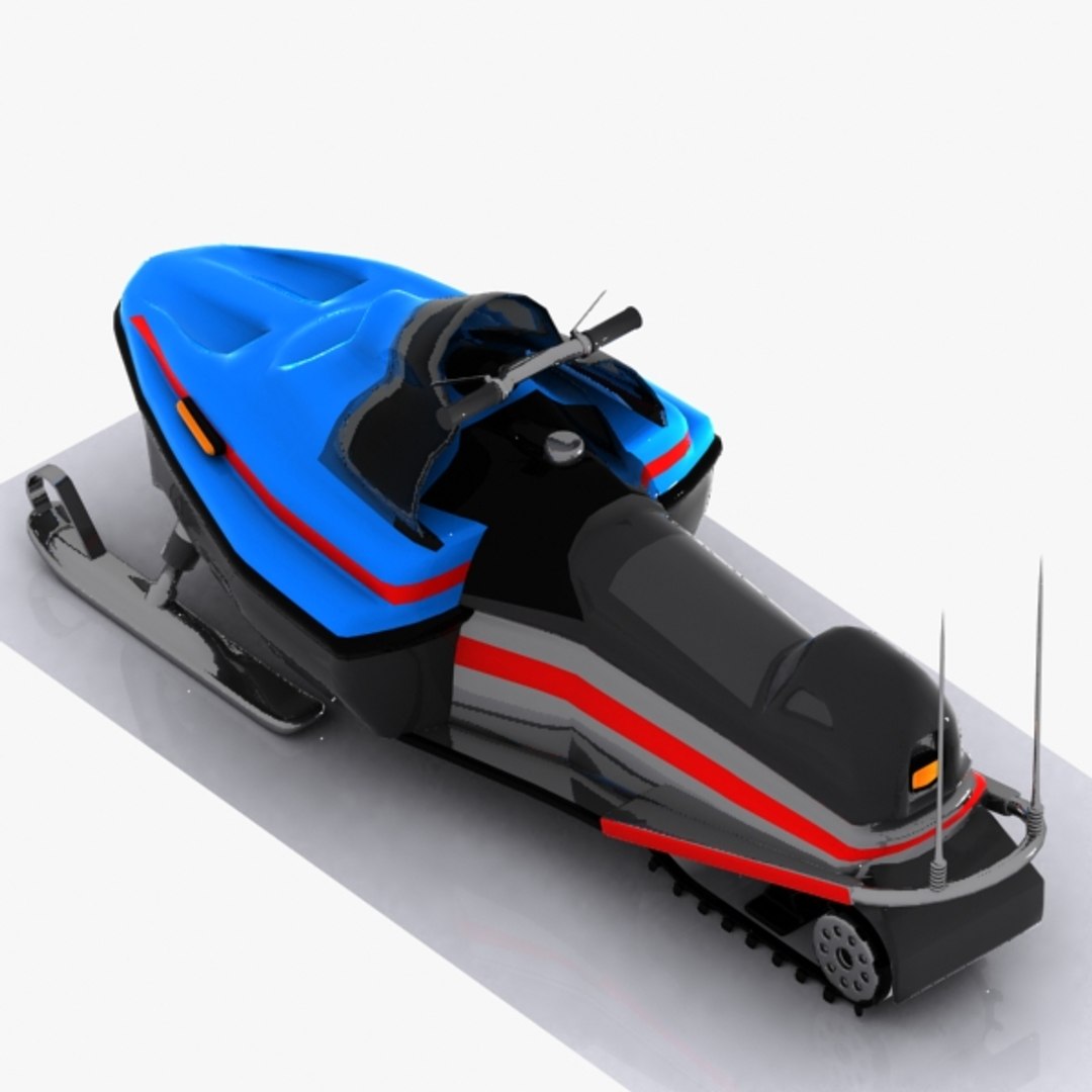 Cartoon Snowmobile Snow 3d Model