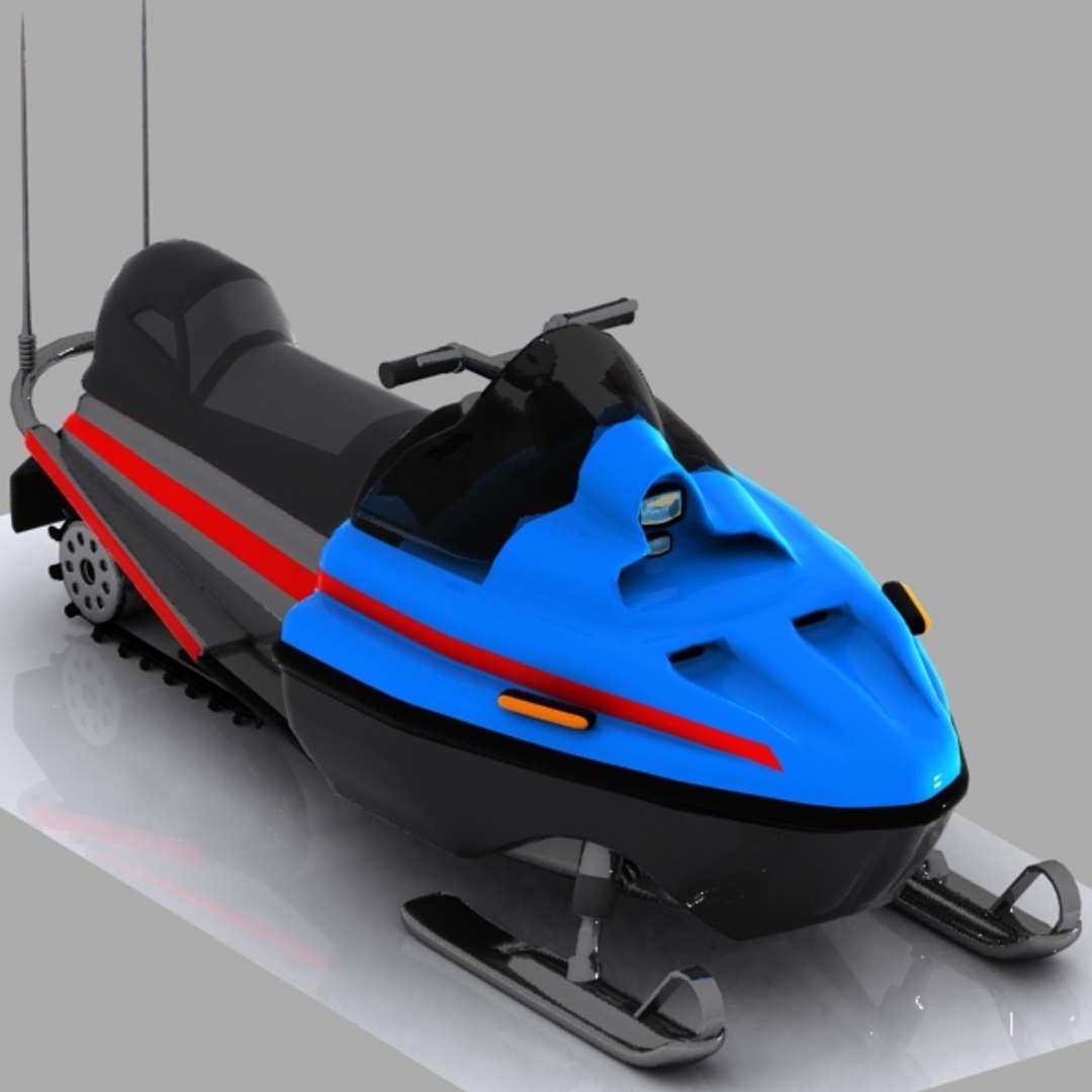 Cartoon Snowmobile Snow 3d Model