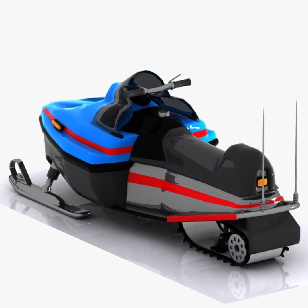 Cartoon Snowmobile Snow 3d Model