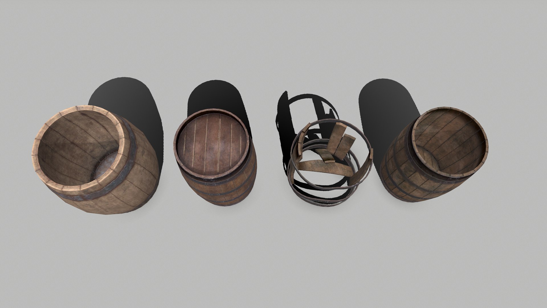 Free Wooden Barrels Low-poly PBR 3D Model - TurboSquid 2078412