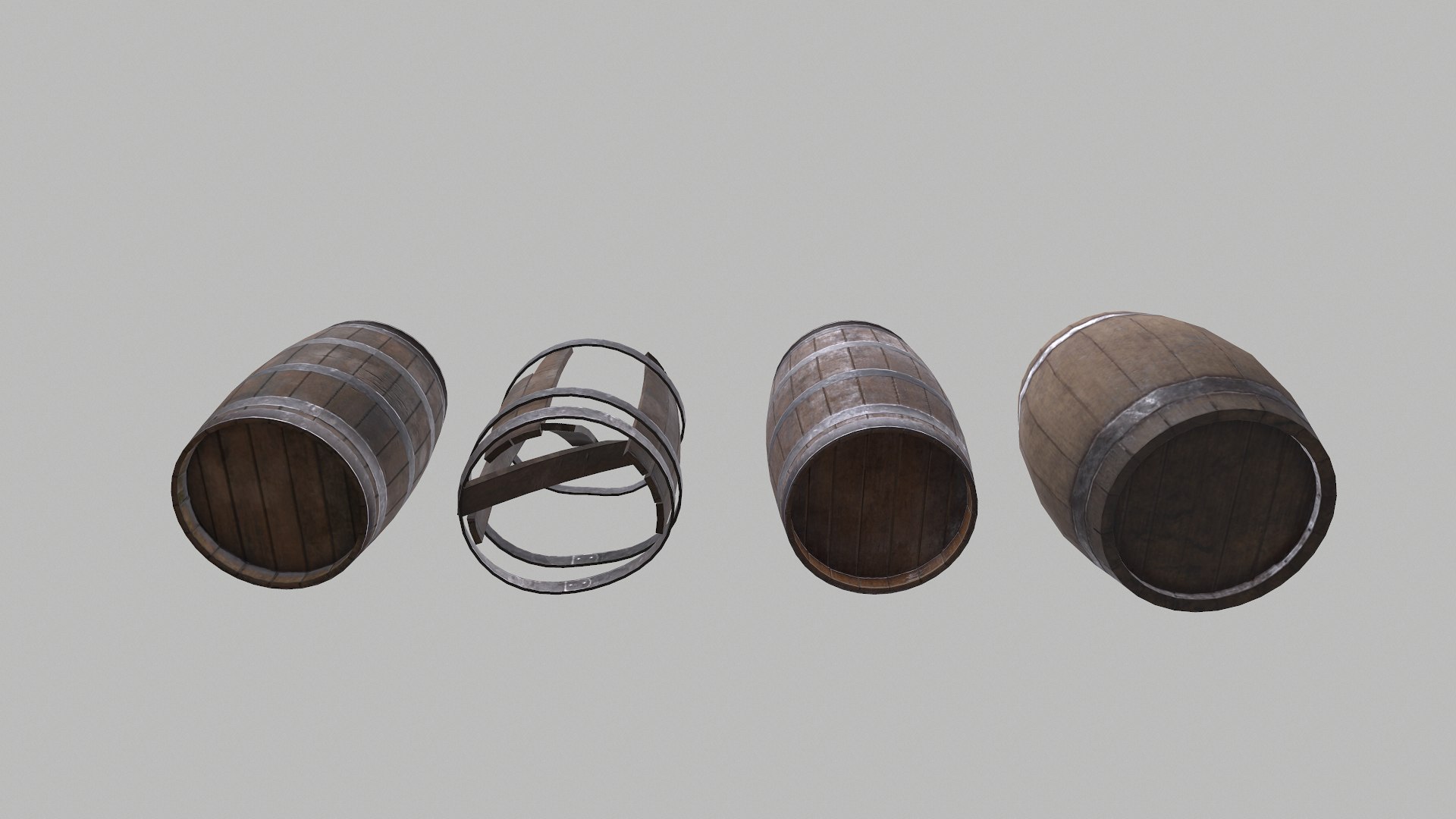 Free Wooden Barrels Low-poly PBR 3D Model - TurboSquid 2078412