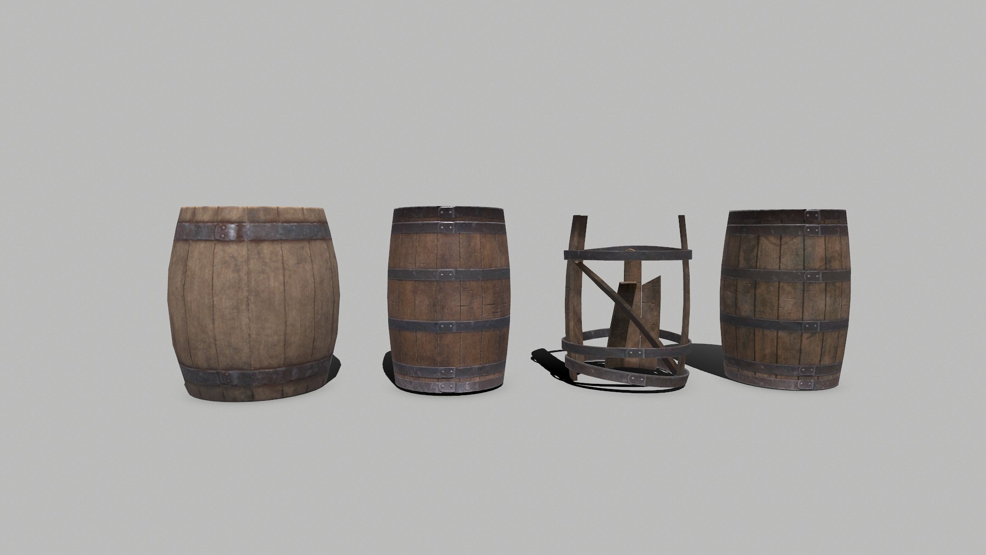 Free Wooden Barrels Low-poly PBR 3D Model - TurboSquid 2078412